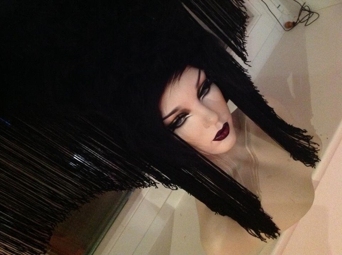 MADE TO ORDER Fringe Geisha Furry Black Goth Vampire Lady Gaga - Etsy