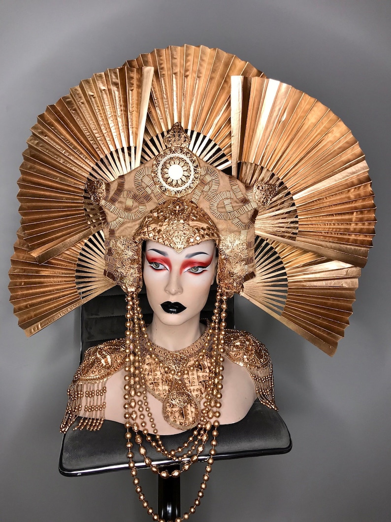 MADE TO ORDER Metallic Gold Burlesque Headpiece Headdress | Etsy