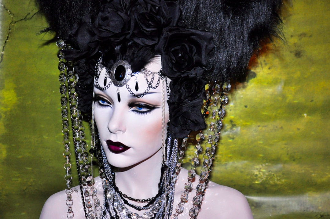 MADE TO ORDER Vampire Burning Man Black Geisha Fantasy Gaga Costume ...