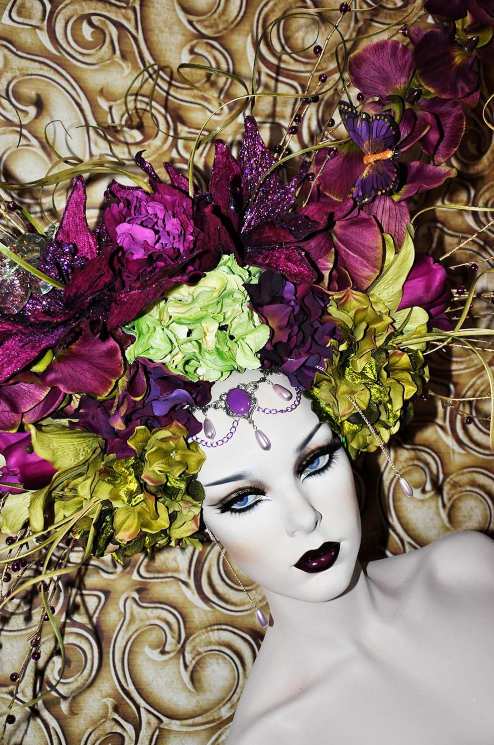 MADE TO ORDER Floral Goddess Gypsy Green and Purple Flower - Etsy
