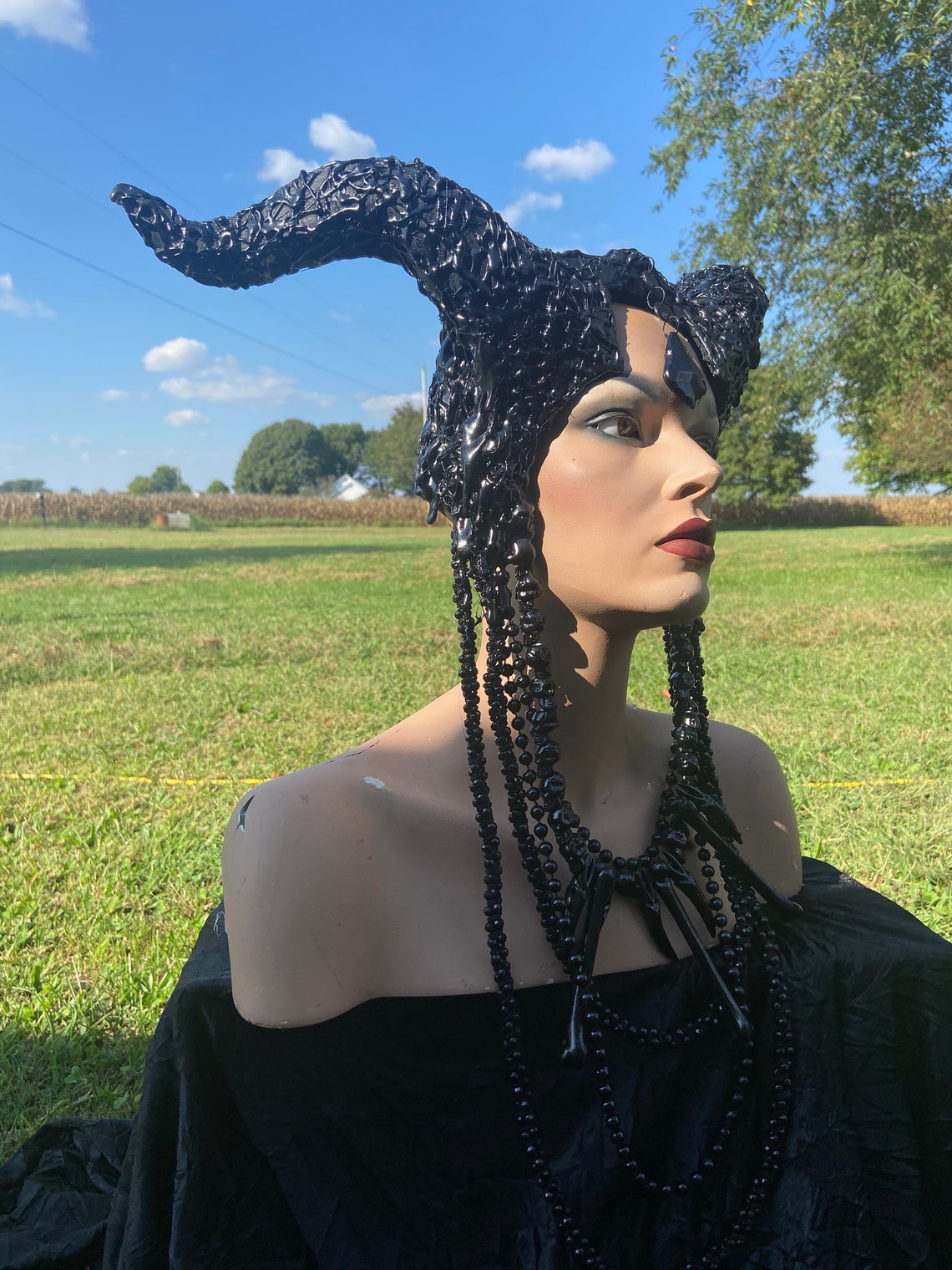 READY TO SHIP Horns and Bones Black Headdress Headpiece - Etsy