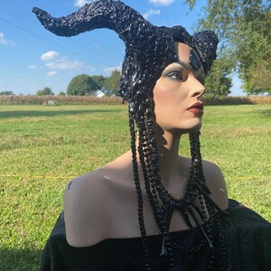 READY TO SHIP Horns and Bones Black Headdress Headpiece - Etsy