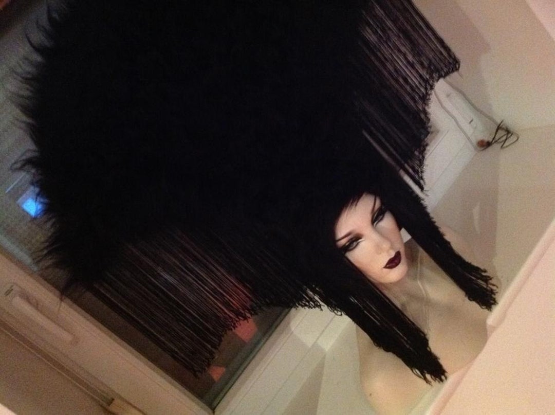 MADE TO ORDER Fringe Geisha Furry Black Goth Vampire Lady Gaga Fantasy ...