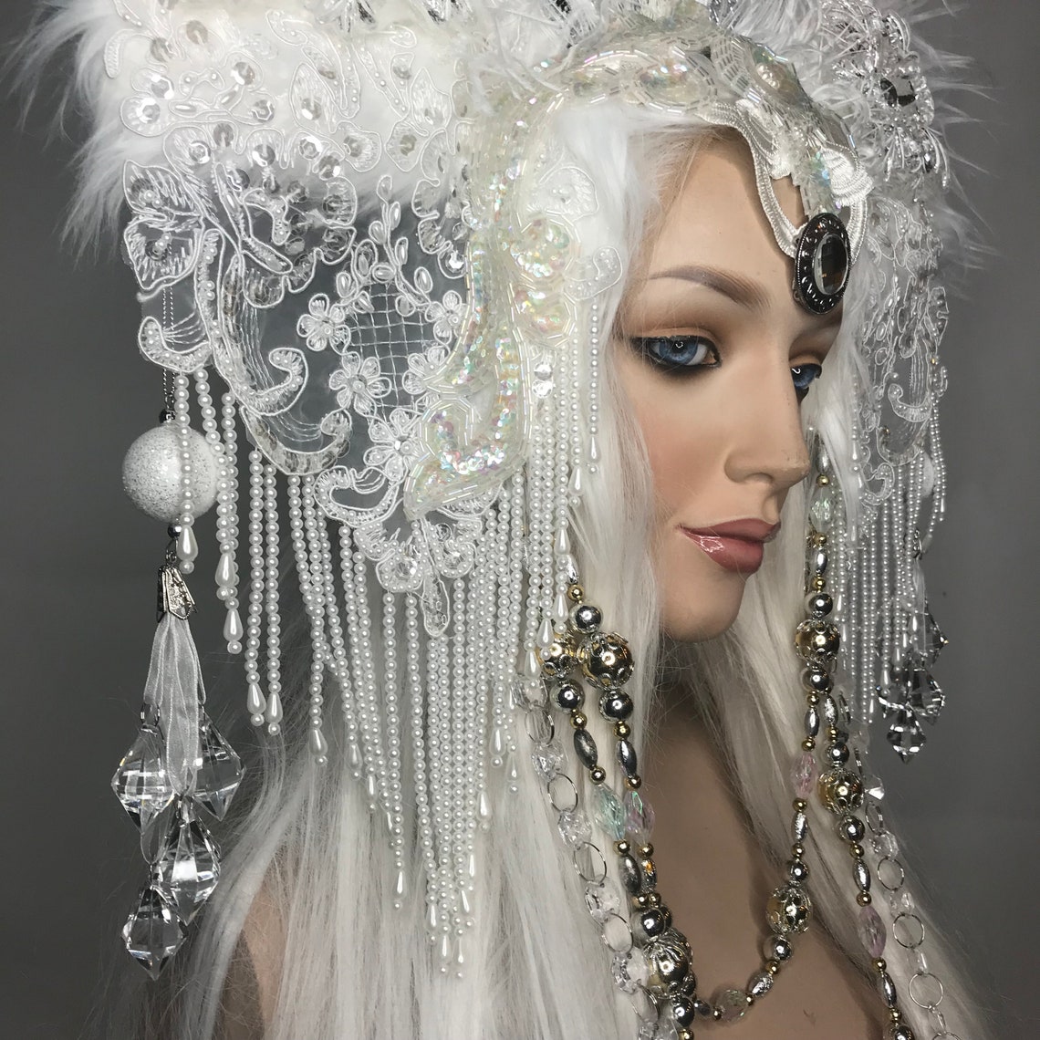 MADE TO ORDER Goddess of Snow Headdress Princess Queen White - Etsy