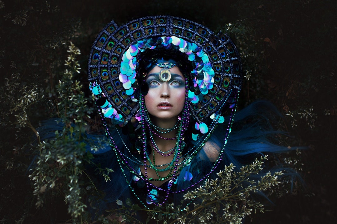 CLEARANCE Peacock Headpiece Fairy Nymph Goddess Headdress Headpiece ...