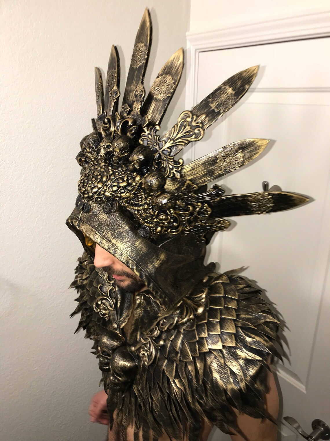 Apocolyptic Skull Filigree Cross Crown Armor Headpiece - Etsy