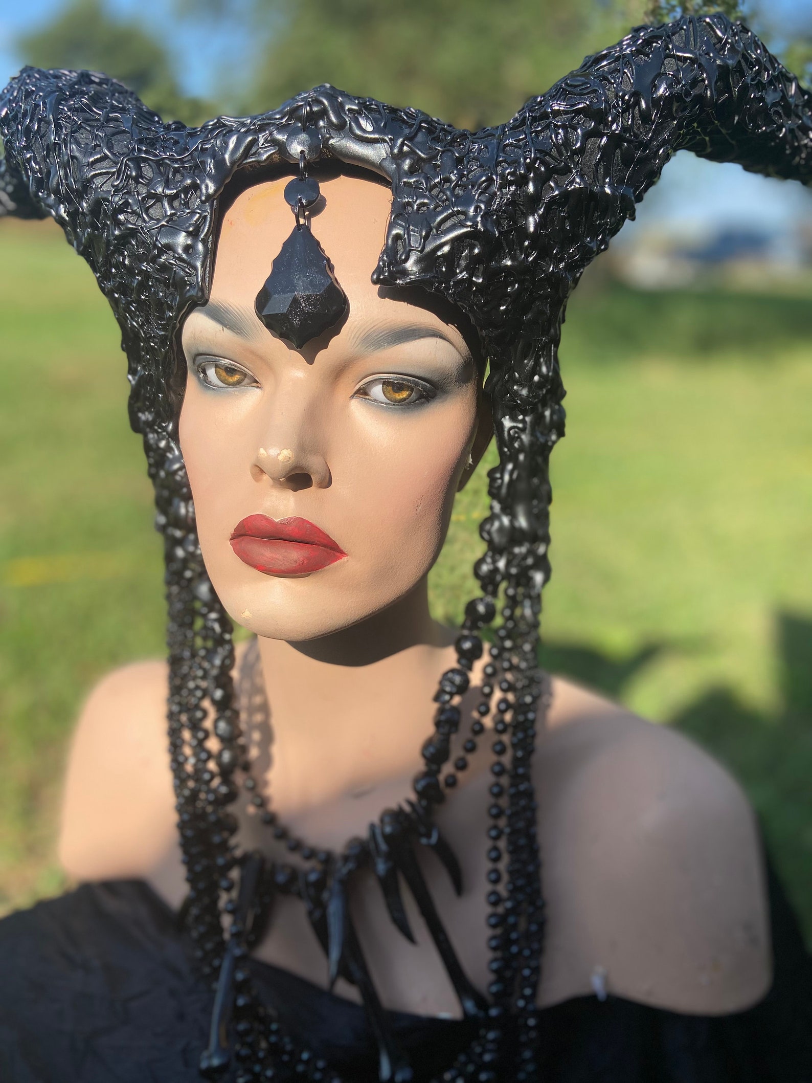 READY TO SHIP Horns and Bones Black Headdress Headpiece - Etsy