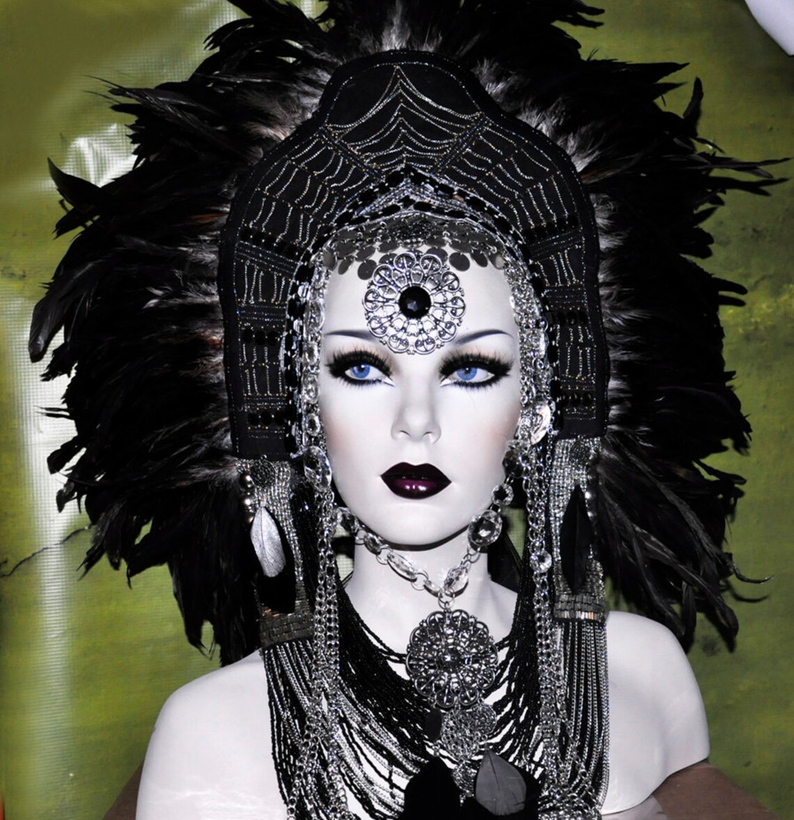 MADE TO ORDER Sci-fi Fantasy Headdress Headpiece Wig Goth Vampire ...