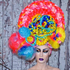 MADE TO ORDER Avant Garde Colorful Headdress Over the Top Clown Fantasy ...