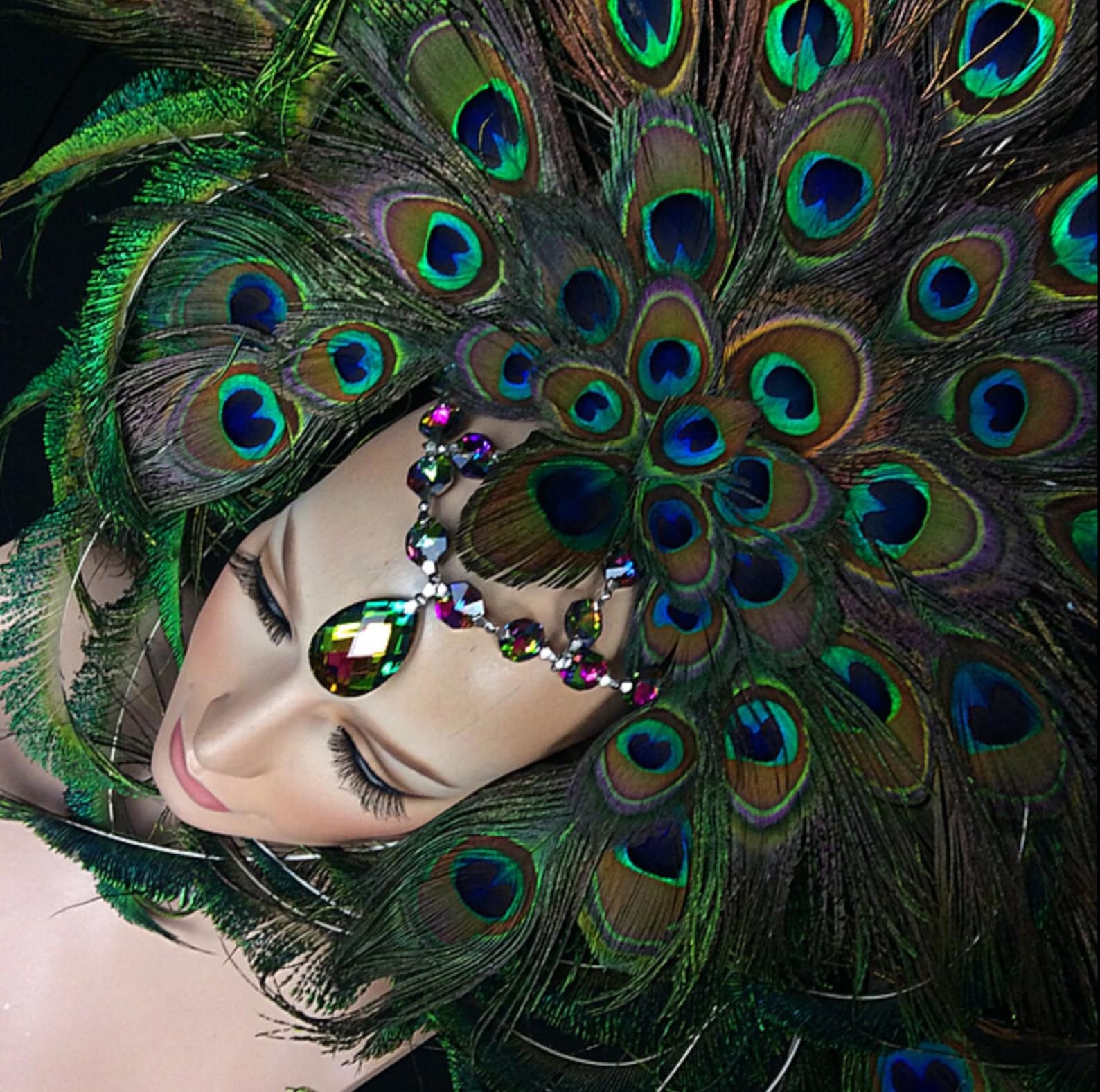 MADE TO ORDER Peacock Fantasy Fairy Nymph Goddess Headdress Headpiece ...