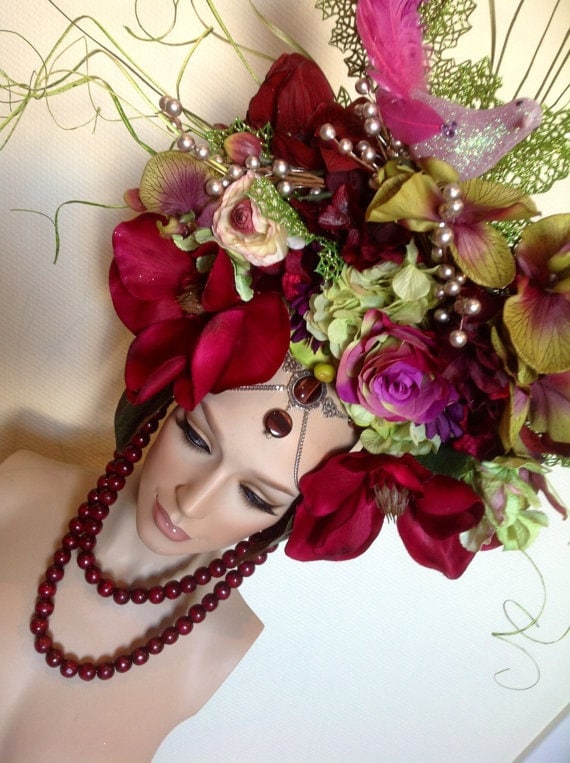 MADE TO ORDER Floral Goddess Gypsy Green and Purple Flower - Etsy