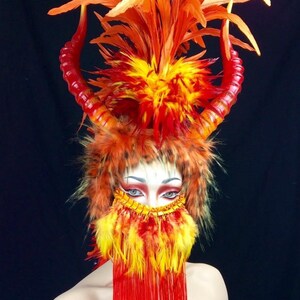 MADE TO ORDER Fire Dragon Horn Mohawk Avant Garde Headpiece Headdress ...