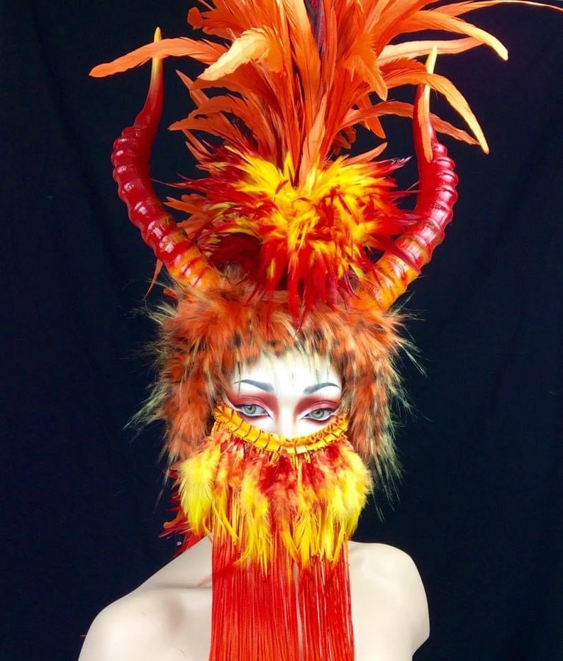 MADE TO ORDER Fire Dragon Horn Mohawk Avant Garde Headpiece - Etsy