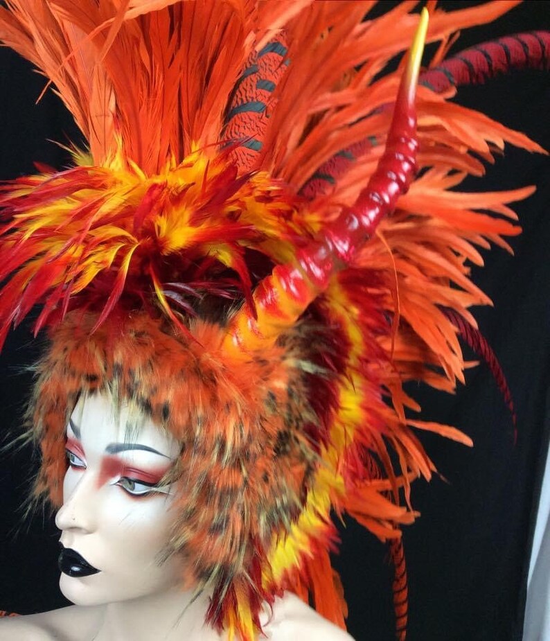 MADE TO ORDER Fire Dragon Horn Mohawk Avant Garde Headpiece - Etsy