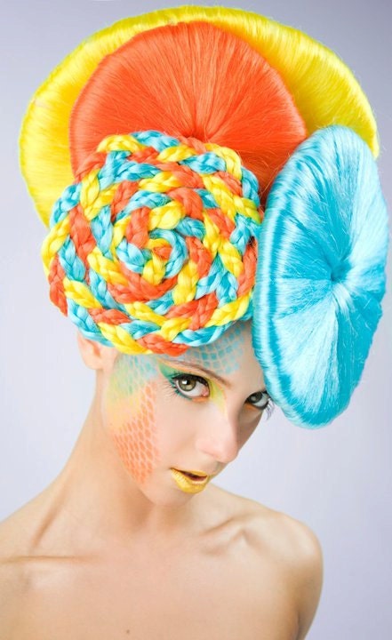 Colorful Disco Braided Headdress Headpiece Burning Man Festival Clown ...