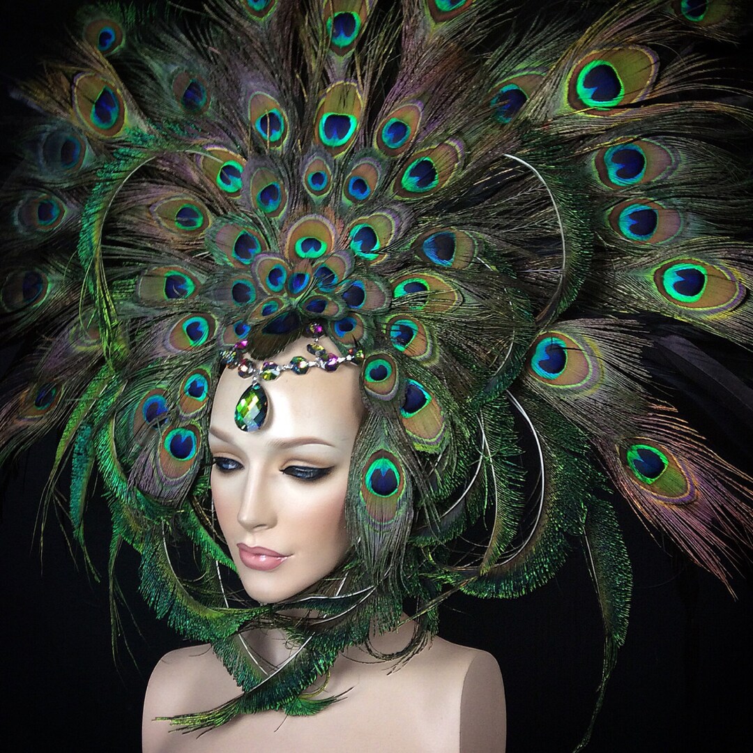 MADE TO ORDER Peacock Fantasy Fairy Nymph Goddess Headdress Headpiece ...