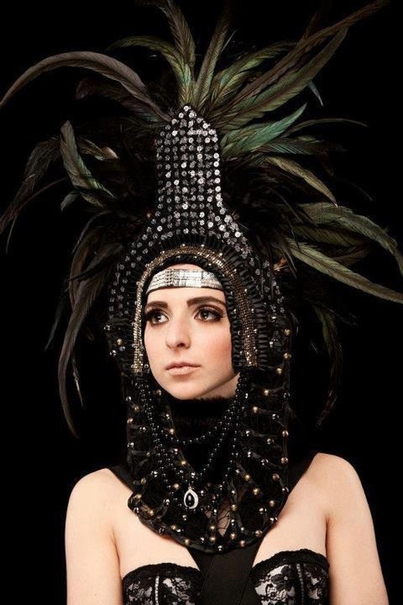 MADE TO ORDER Headdress Vampy Goth Couture Black Feathers - Etsy