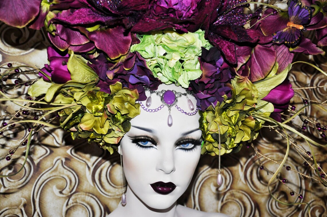 MADE TO ORDER Floral Goddess Gypsy Green and Purple Flower - Etsy