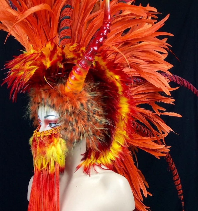 MADE TO ORDER Fire Dragon Horn Mohawk Avant Garde Headpiece - Etsy
