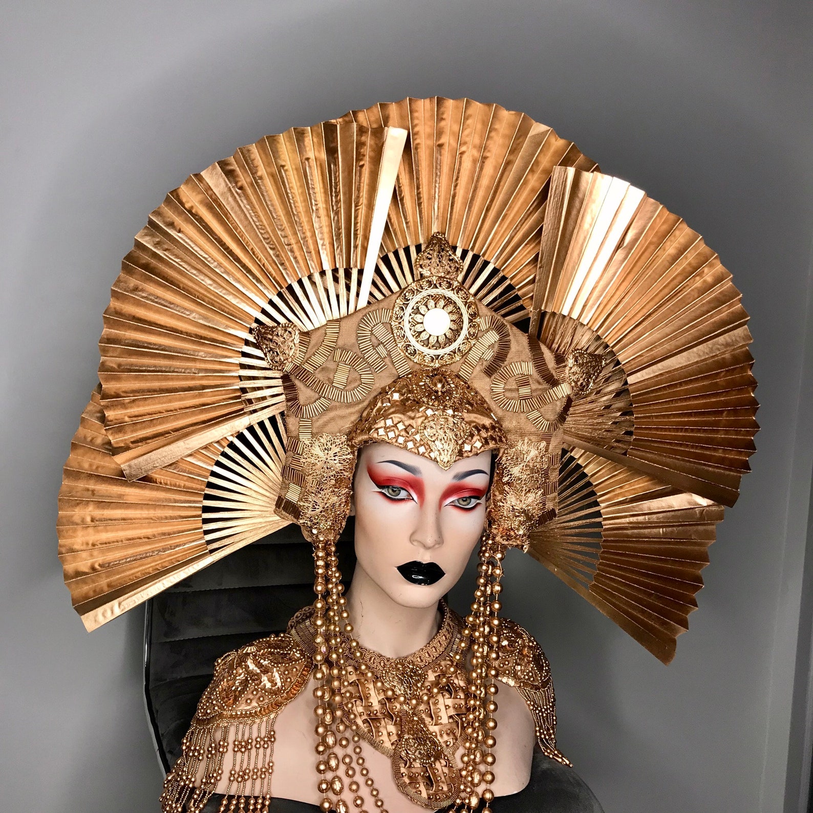 MADE TO ORDER Metallic Gold Burlesque Headpiece Headdress | Etsy