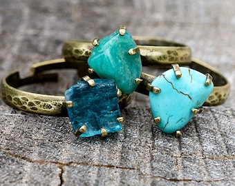 NATURAL STONE RING Gemstone Stacking Ring | Etsy