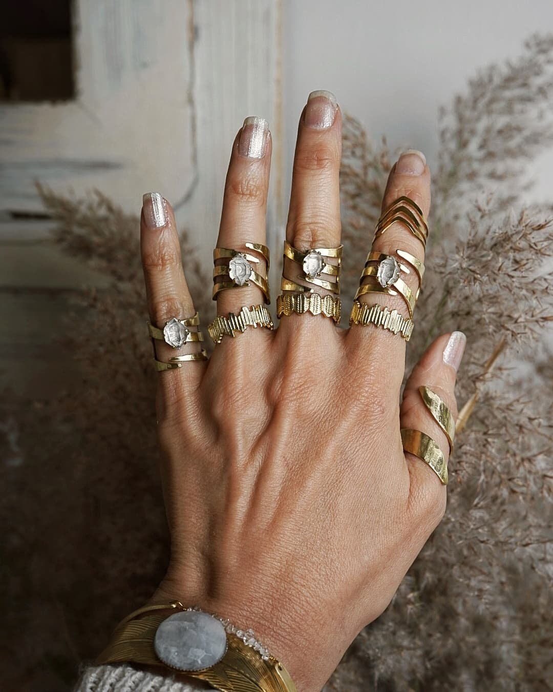 HERKIMER DIAMOND FLAMES Wrap Ring, Raw Stone Rings, Fine Bohemian Rings - Etsy