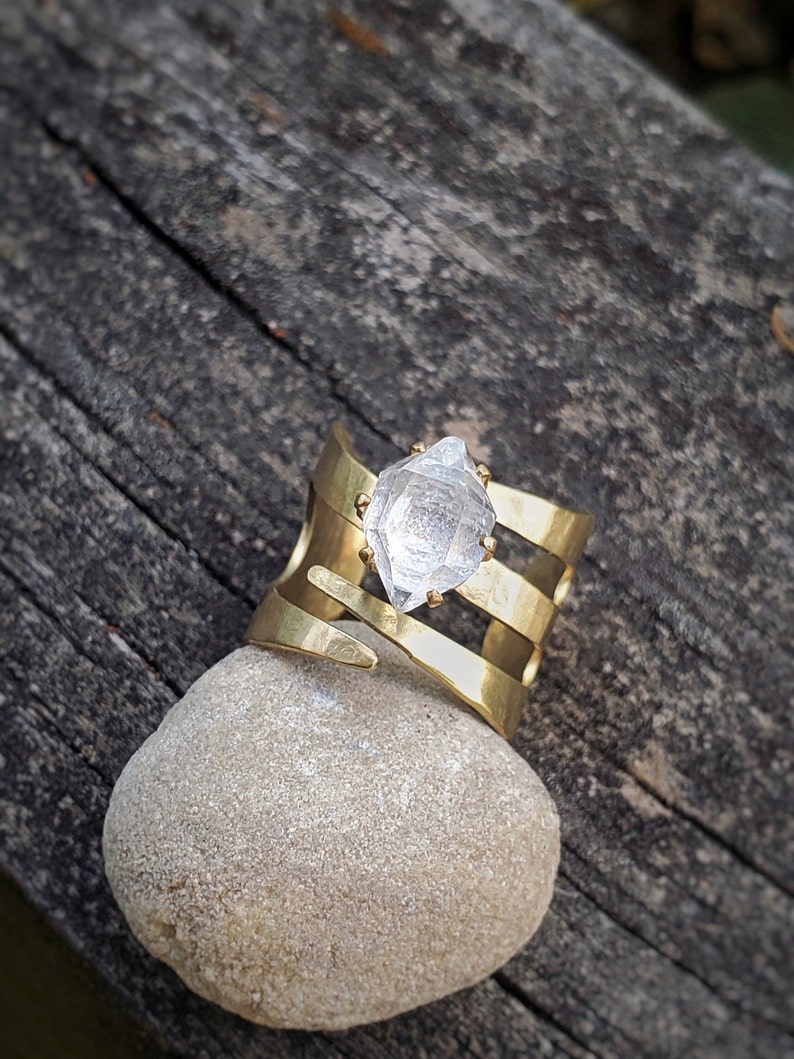 HERKIMER DIAMOND FLAMES Wrap Ring Raw Stone Rings Fine - Etsy