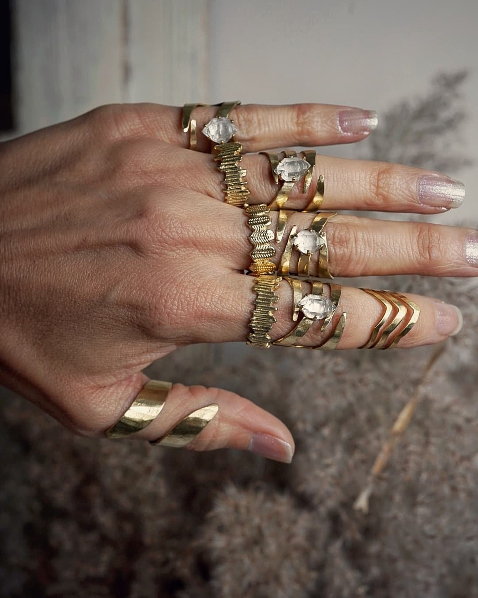 HERKIMER DIAMOND FLAMES Wrap Ring Raw Stone Rings Fine - Etsy