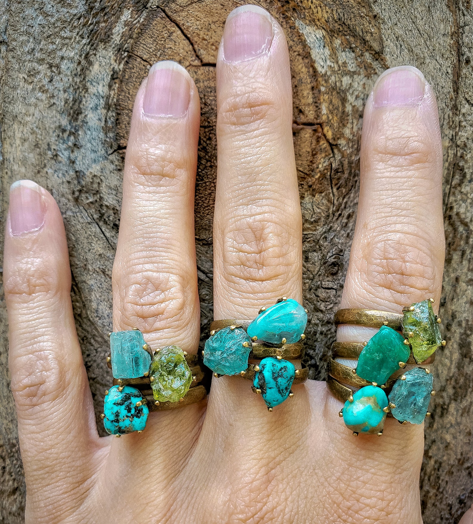 NATURAL STONE RING Gemstone Stacking Ring - Etsy
