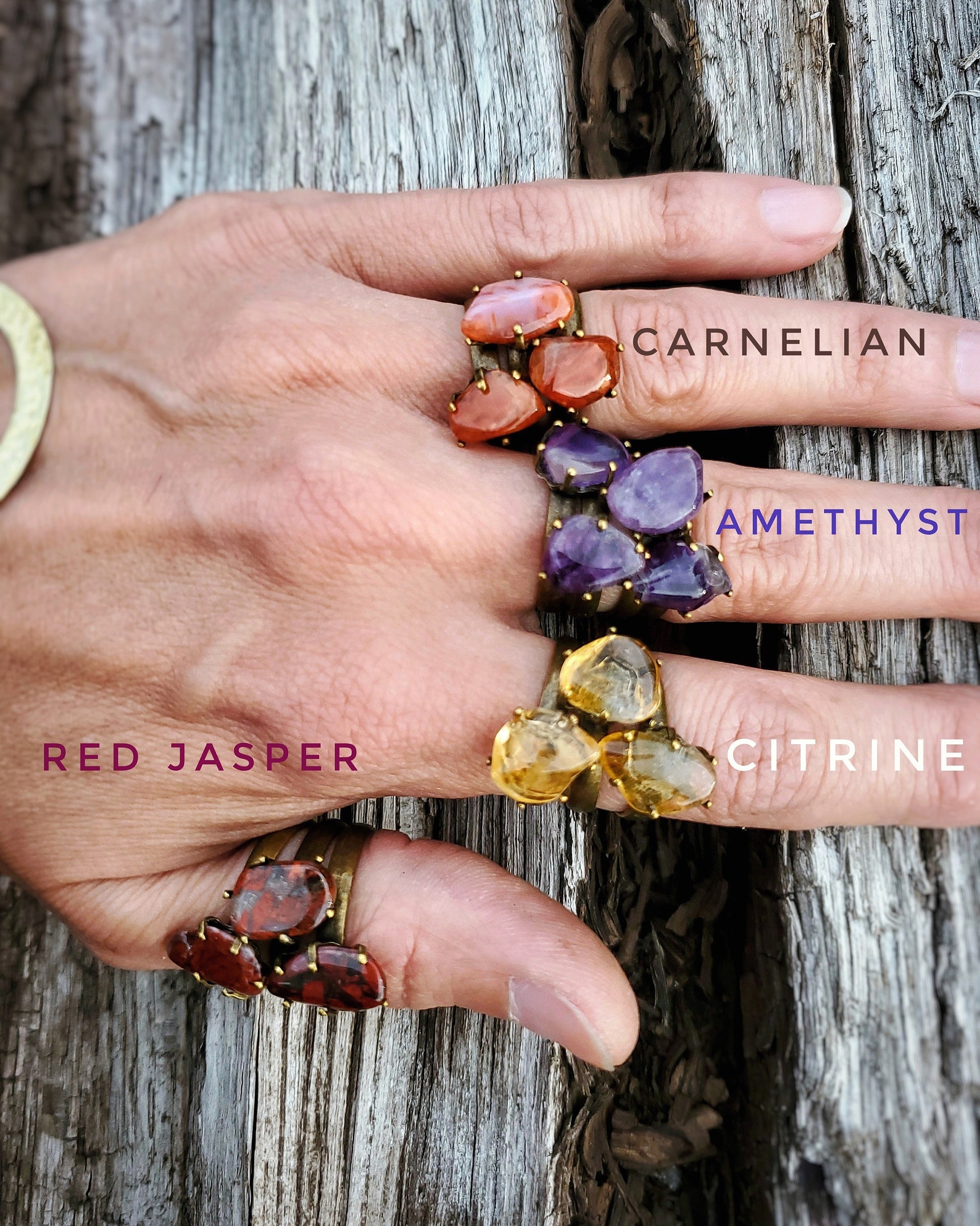 NATURAL STONE RING - Gemstone Stacking Ring - Etsy