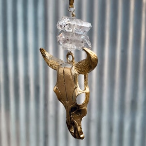 Herkimer Diamond Longhorn Pendant Necklace - Etsy