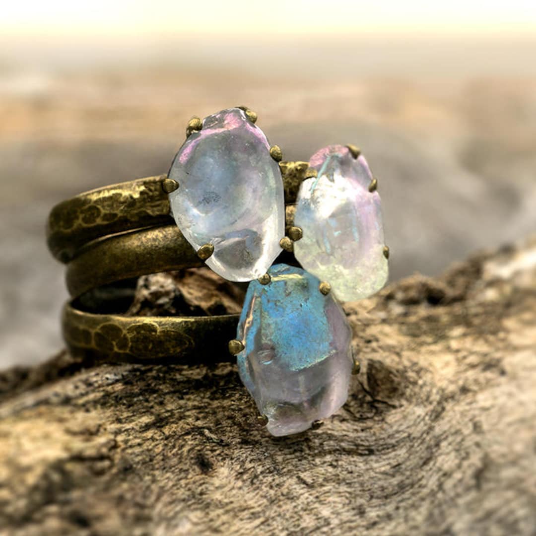 MOONSTONE RING - Stacking Ring - Aged Adjustable Band Fit 5-8.5 - Etsy