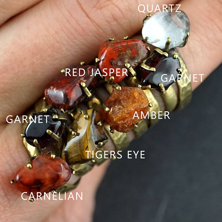 NATURAL STONE RING Gemstone Stacking Ring | Etsy