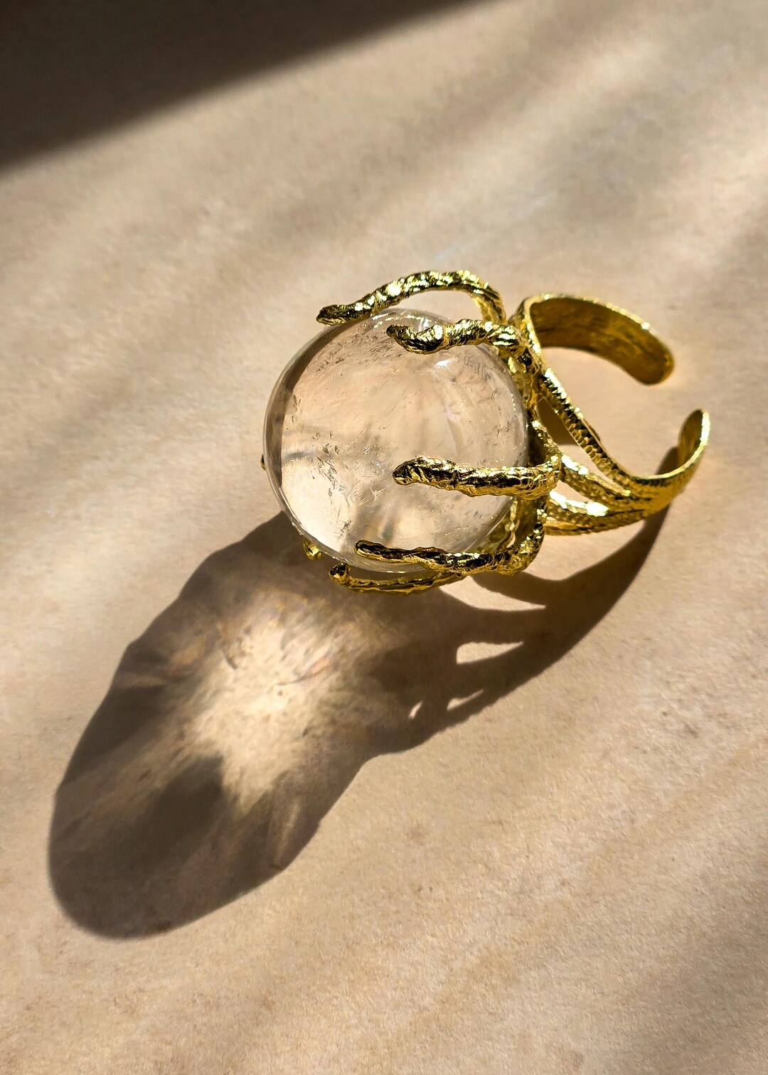 Handmade Brass Quartz Crystal Ring - Elvin Design, Size 8 - Etsy