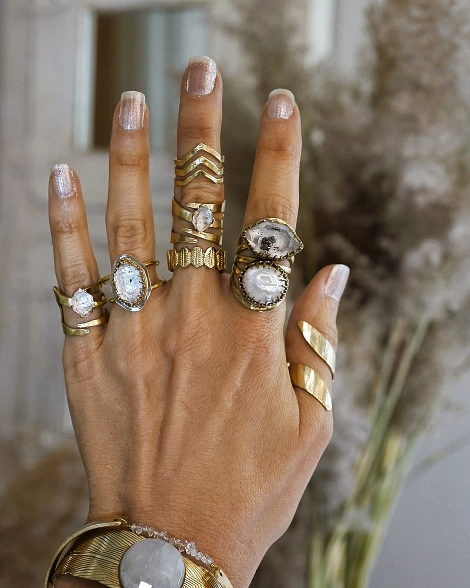 HERKIMER DIAMOND FLAMES Wrap Ring Raw Stone Rings Fine - Etsy