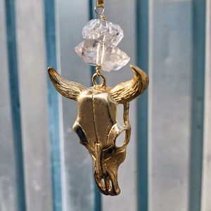 Herkimer Diamond Longhorn Pendant Necklace - Etsy