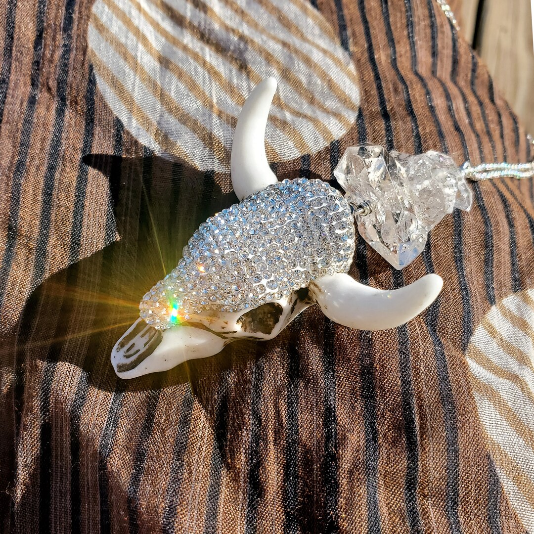LONGHORN LUX HERKIMER Diamond Pendant /// Sterling Silver Statement ...