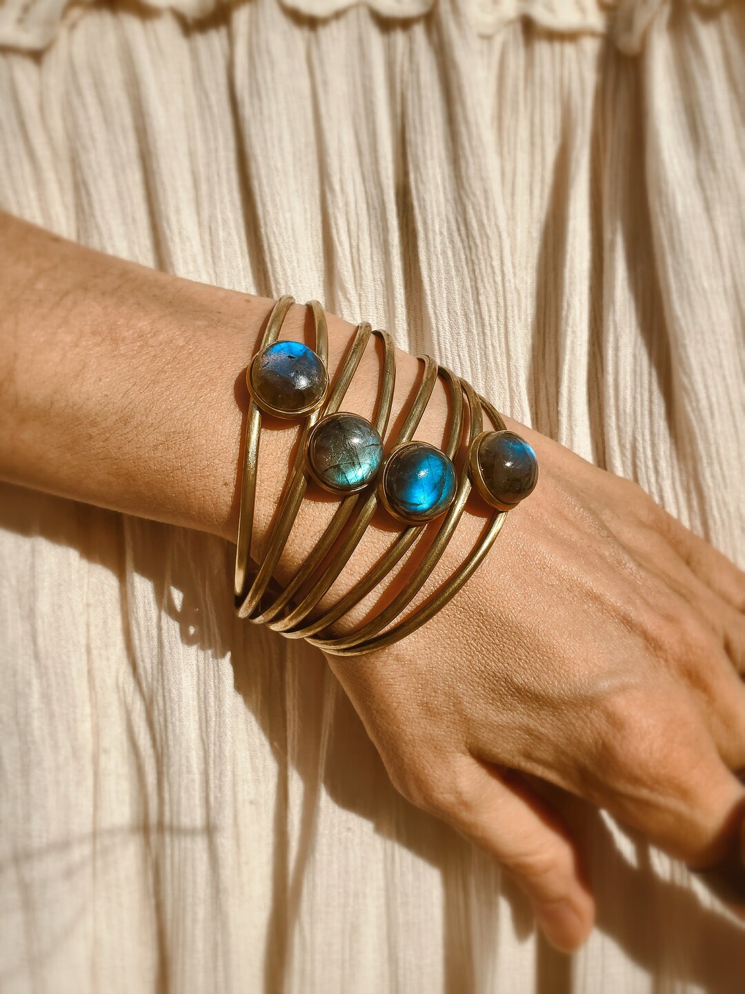 Elemental Bracelet Blue Labradorite, Flashing Stone - Etsy