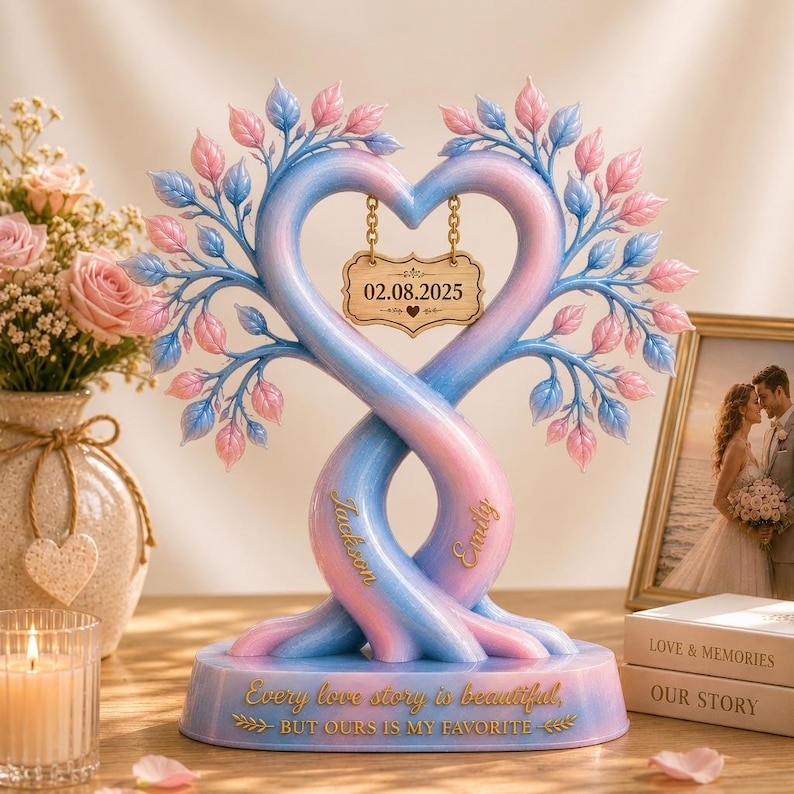 Personalized Infinity Heart Tree Plaque, Custom Anniversary Gift for ...