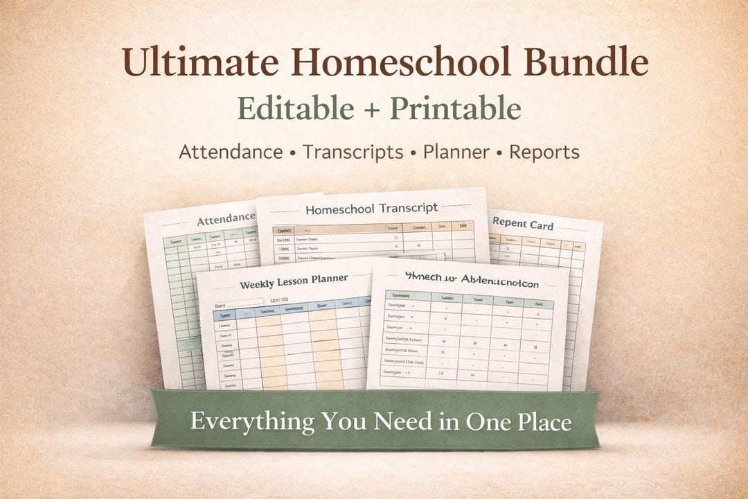 Mega Homeschool Record Keeping + Planner Bundle | Editable Canva ...