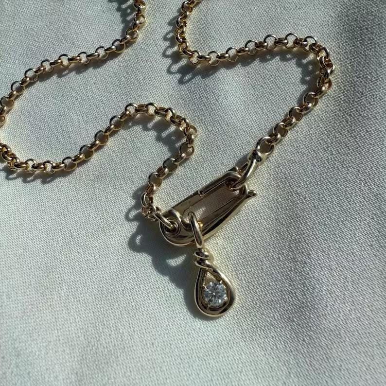 Lock It Rolo Charm Holder Necklace, 10K 14K 18K Gold or Silver ...