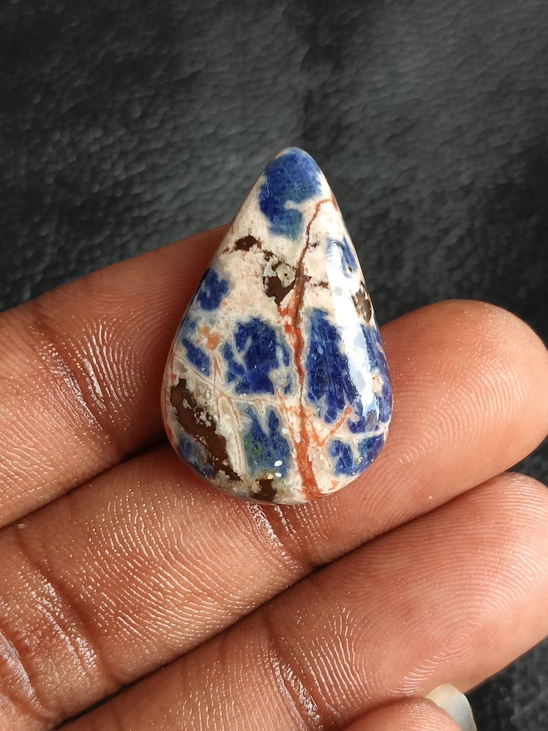 25 Cts. Sodalite Cabochon, Natural Blue Gemstone for Jewelry Making ...
