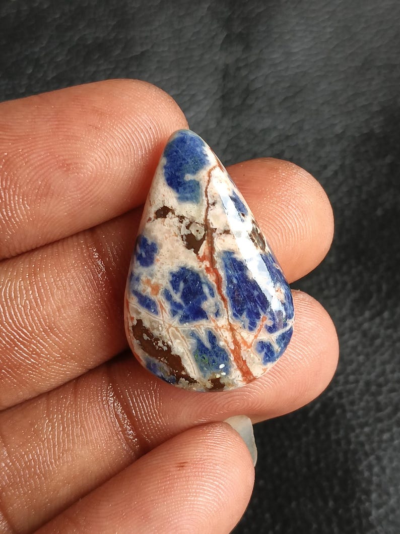 25 Cts. Sodalite Cabochon, Natural Blue Gemstone for Jewelry Making ...