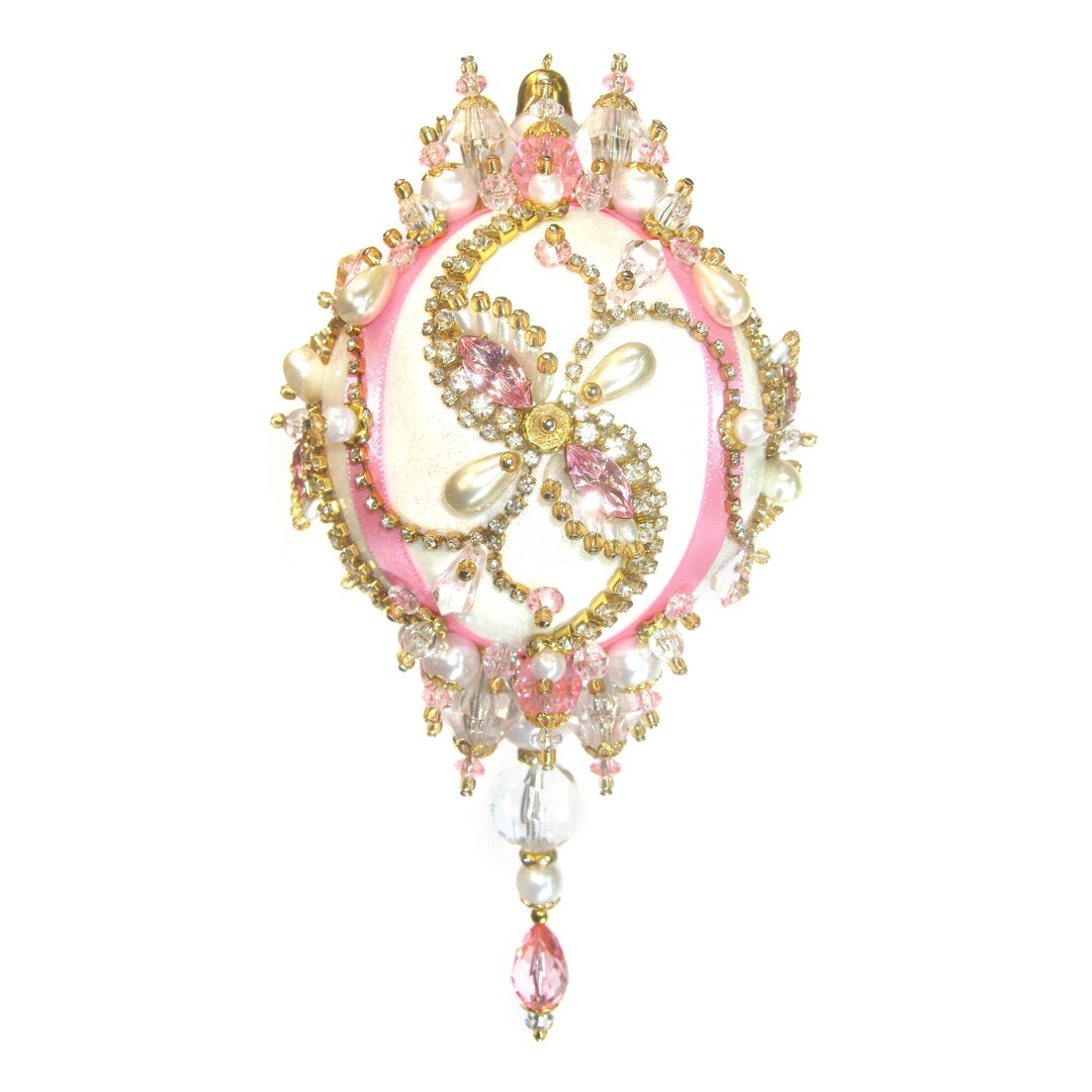 Sparkly Handmade Christmas Ornament, Light Pink and Crystal Jewels ...