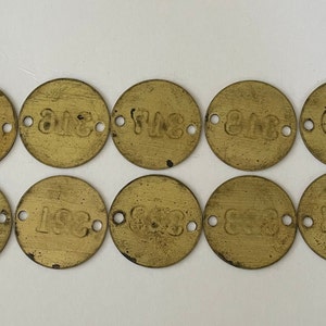 Brass Tags Round 1.5 Inch 2 Holes Vintage Metal Number Tags Round Disc ...