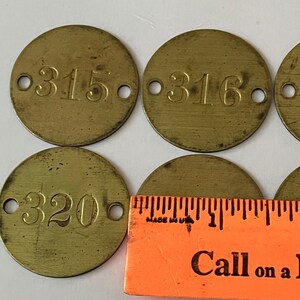 Brass Tags Round 1.5 Inch 2 Holes Vintage Metal Number Tags Round Disc ...