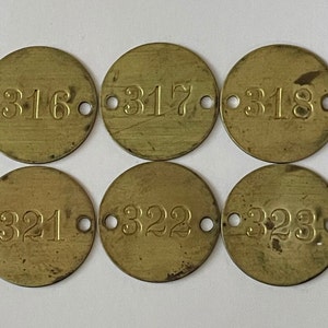 Brass Tags Round 1.5 Inch 2 Holes Vintage Metal Number Tags Round Disc ...