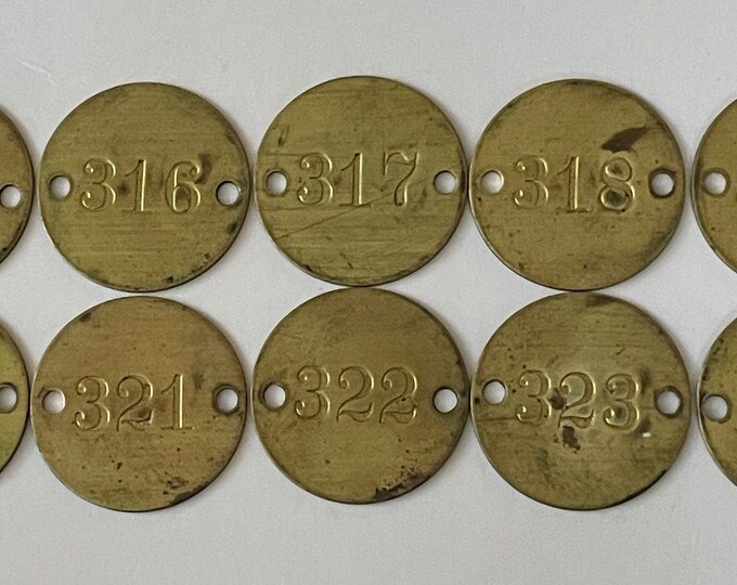 Brass Tags Round 1.5 Inch 2 Holes Vintage Metal Number Tags Round Disc ...