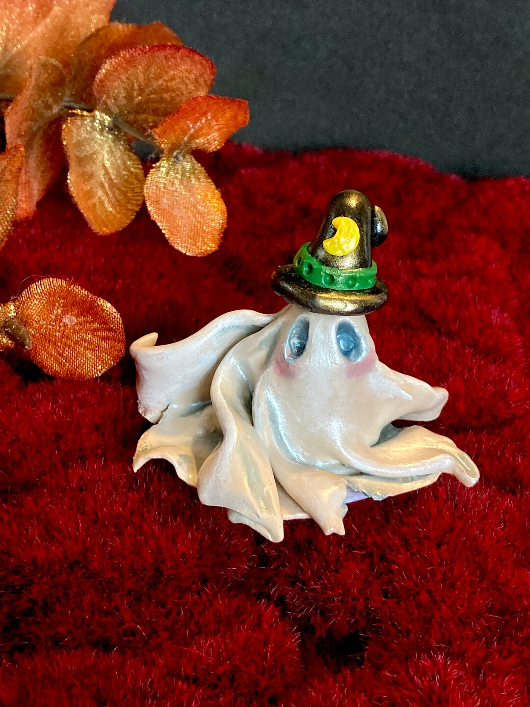 Crescent Moon Witch Hat Wisp Ghost Figure Spooky Decor - Etsy