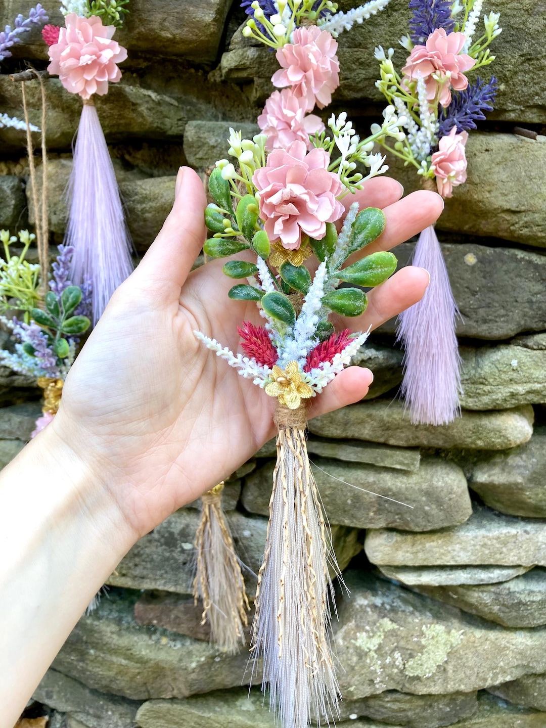 Lucky Faux Floral Broom Hanger: Cottage Witch Decor - Etsy